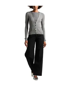 Brunello Cucinelli Silver- V-neck Knitwear