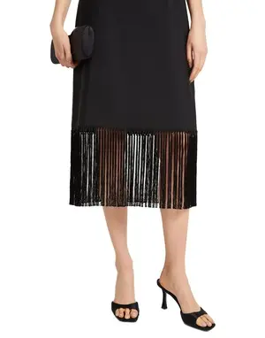 Burberry Solidcolor Wool Midi Skirt