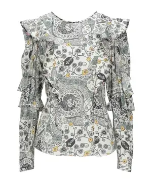 Isabel Marant Étoile Floral Long-sleeved Pleated Top