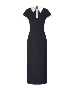 Thom Browne Hopsack Suiting Dress - Navy