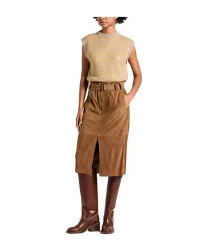 Brunello Cucinelli Straight-fit Suede Skirt