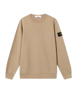 Stone Island Regular-fit Crewneck Sweatshirt With Ribbed Inserts - Biscuit