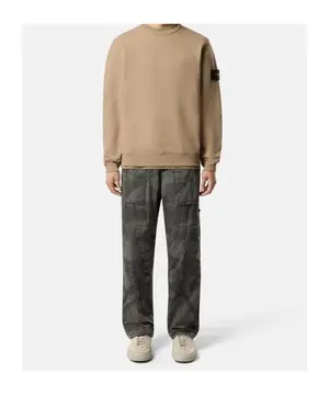 Stone Island Regular-fit Crewneck Sweatshirt With Ribbed Inserts - Biscuit