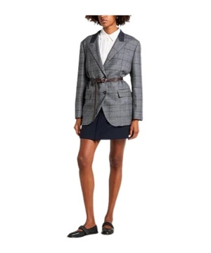 Brunello Cucinelli Plaid Longsleeve Blazer