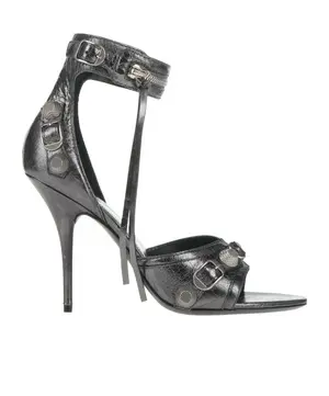 BALENCIAGA Embellished Roundtoe Leather Sandals