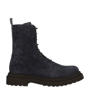 Brunello Cucinelli Roundtoe Laceup Ankle Boots - Blue