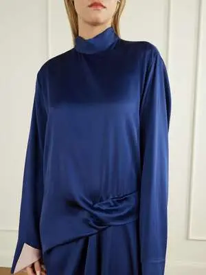 Stella McCartney Asymmetric Draped Satin Midi Dress
