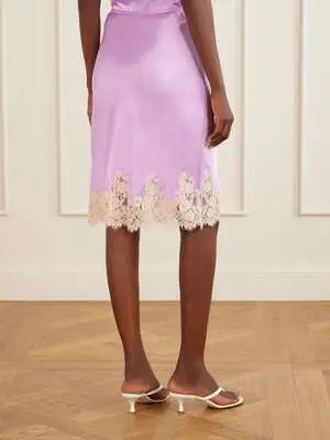 DÔEN Elowette Lace-trimmed Silk Midi Skirt