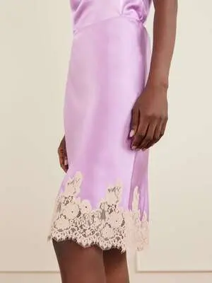 DÔEN Elowette Lace-trimmed Silk Midi Skirt