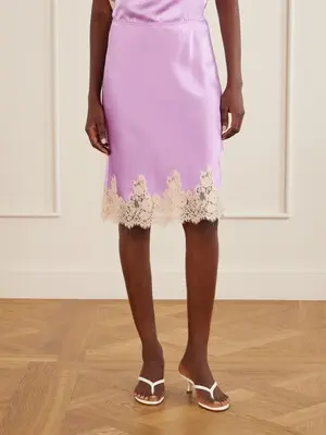DÔEN Elowette Lace-trimmed Silk Midi Skirt