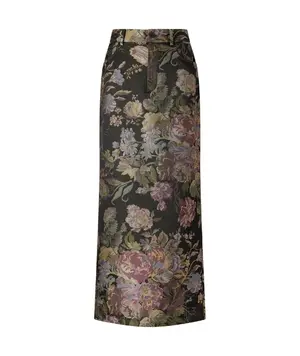 Ralph Lauren Fontaine Floral-print Silk-jacquard Maxi Skirt - Multi