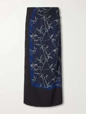 Proenza Schouler Anais Floral-print Button-detailed Gathered Stretch Skirt - Black