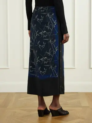 Proenza Schouler Anais Floral-print Button-detailed Gathered Stretch Skirt - Black