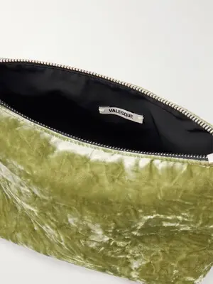 VALESQUE Leather-trimmed Crushed-velvet Shoulder Bag
