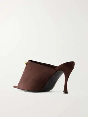 Balenciaga Midnight City Studded Suede Mule - Brown