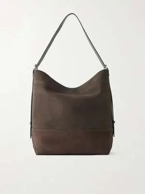 LEMAIRE Belted Nubuck Leather Tote Bag - Brown
