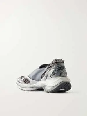 Balenciaga D'orsay Rubber-trimmed Mesh Sneakers - Gray