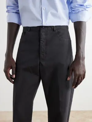 Dries Van Noten Straight-leg Cotton Trousers - Gray
