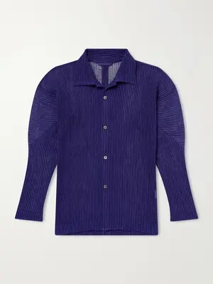 Issey Miyake Rustic Mesh Pleated Shirt - Purple