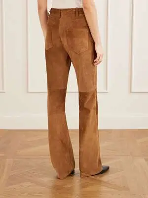 NILI LOTAN Joan Suede Straight-leg Pants
