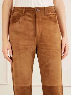 NILI LOTAN Joan Suede Straight-leg Pants