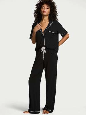 Victoria's Secret Sosoft™ Modal Short-sleeve Long Pajama Set Black