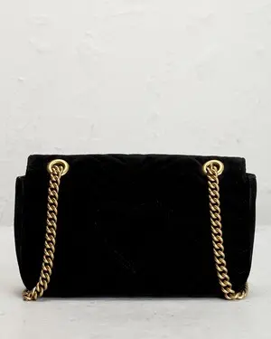 FWRD RENEW Gucci Embellished Velvet Gg Marmont Shoulder Bag
