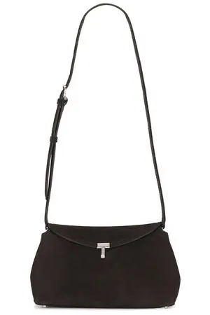 TOTEME T-lock Suede Clutch In Chocolate - Espresso
