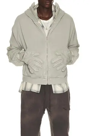 ADVISRY Glove Zip Up Hoodie In Grey