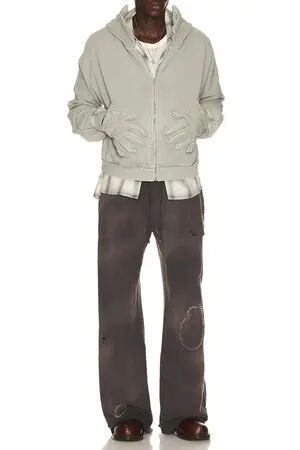 ADVISRY Glove Zip Up Hoodie In Grey