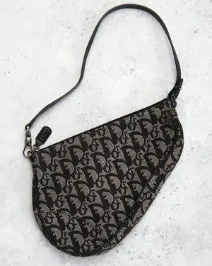 FWRD RENEW Dior Diorissimo Pochette Saddle Bag In Black &amp; Grey
