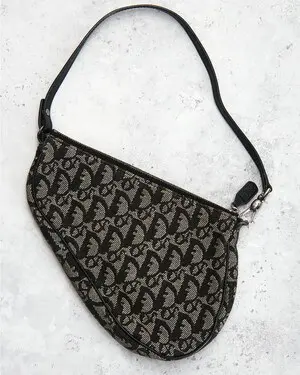 FWRD RENEW Dior Diorissimo Pochette Saddle Bag In Black &amp; Grey