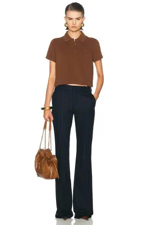 Saint Laurent Polo Top In Brown
