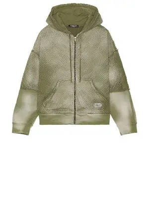 STRIKE OIL Double Sleeve Net Zip Hoodie