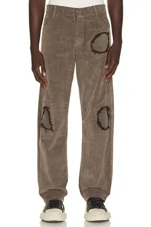 STRIKE OIL Rip And Repair Pleat Knee Cords - Brown