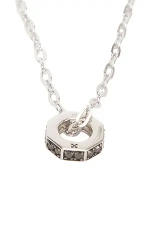 Off-White Hex Nut Chain Pendant Necklace In Metallic