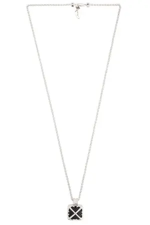Off-White Arrow Pendant Necklace In Metallic - Silver