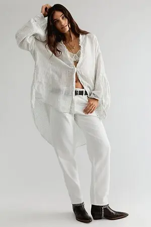 Free People Selene Striped Linen Shirt