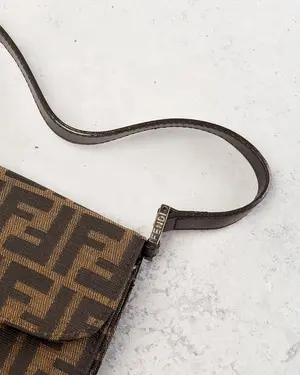 FWRD RENEW Fendi Zucca Baguette Shoulder Bag - Brown