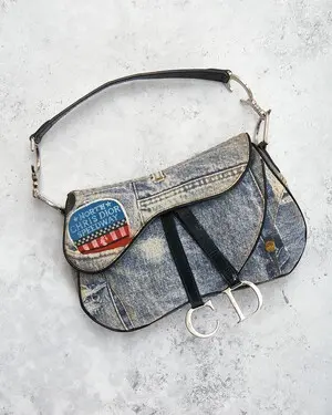 FWRD RENEW Dior Denim Speedway Double Saddle Bag