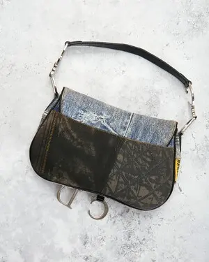 FWRD RENEW Dior Denim Speedway Double Saddle Bag