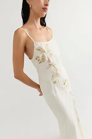 NIGEL PRESTON Savannah Embroidered Slip Dress - Ivory