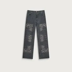 NOMARHYTHM TEXTILE Bandana Embroidery Denim Jeans