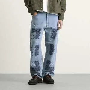 NOMARHYTHM TEXTILE Bandana Embroidery Denim Jeans
