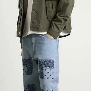 NOMARHYTHM TEXTILE Bandana Embroidery Denim Jeans