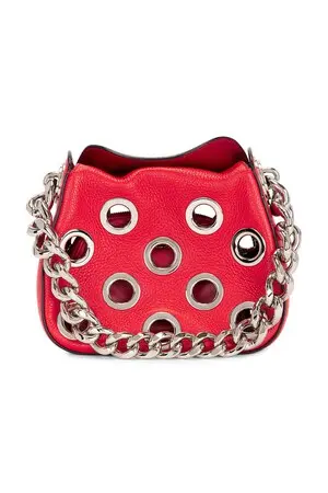 Prada Vitello Daino Grommet Shoulder Bag - Red