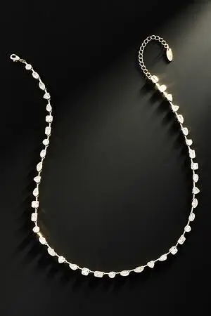 Anthropologie Demi-fe Mixed Crystal Tennis Necklace - Gold