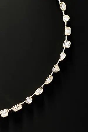 Anthropologie Demi-fe Mixed Crystal Tennis Necklace - Gold