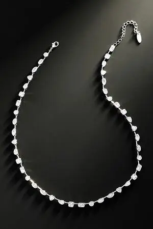 Anthropologie Demi-fe Mixed Crystal Tennis Necklace - Silver