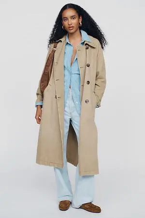 PILCRO 100% Cotton Double-breasted Trench Coat Jacket